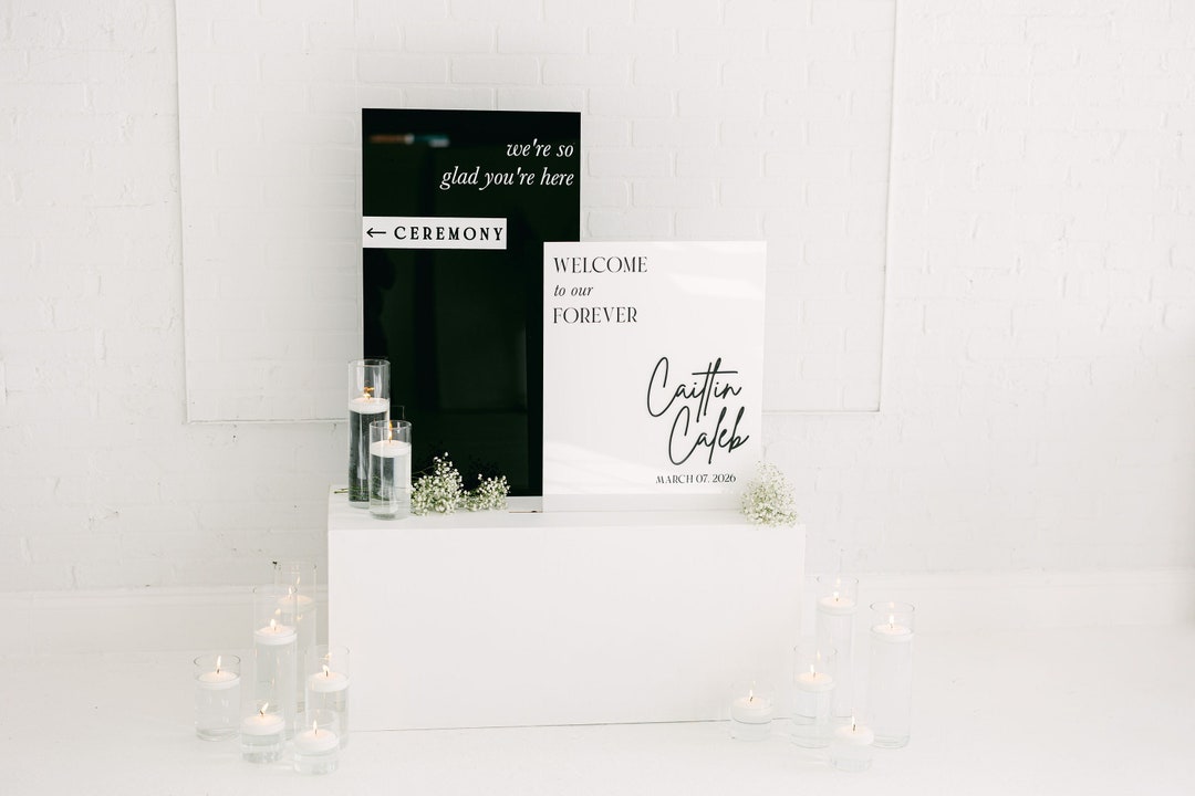 Black and White Welcome Signs With Raised Text | Extra Large Stacked ...