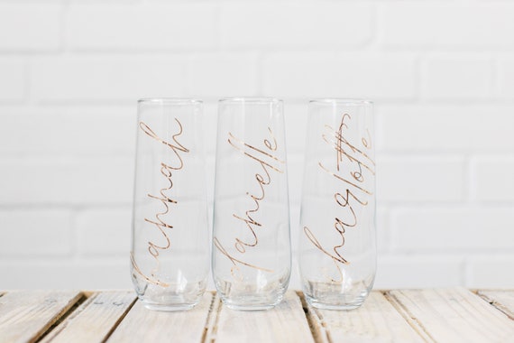 Personalized Stemless Champagne Flute Stemless Champagne Glasses Bridesmaid Champagne Flutes Custom Flutes Bridesmaid Gift Flutes Etsy UK