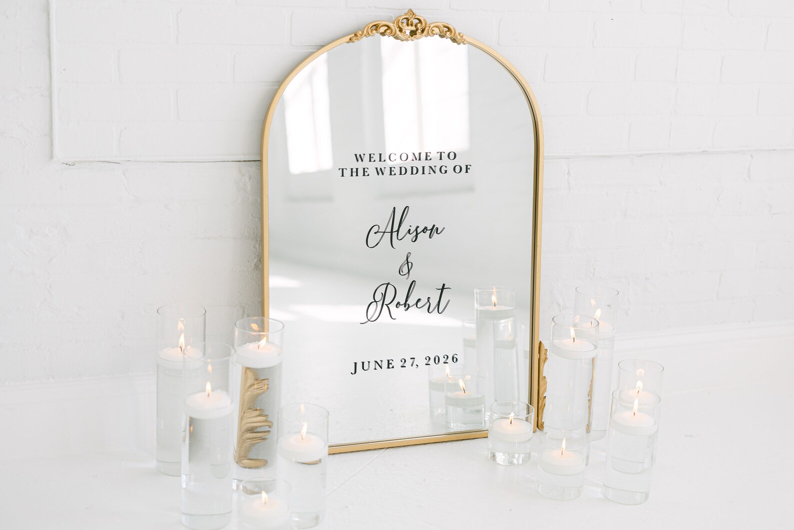 Mirror Welcome Wedding Sign | Gold Arch Mirror Sign | Wedding Mirror ...