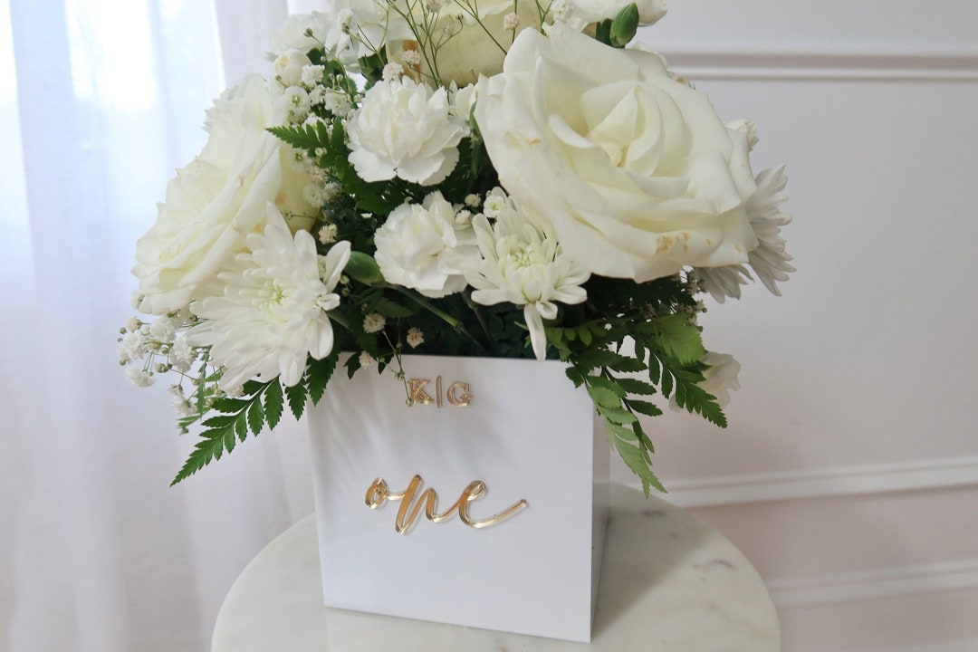 Solid White Acrylic Table Number Centerpiece With Raised Text | Wedding ...