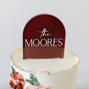 Painted Acrylic Arched Cake Topper Personalized Wedding Arched Cake ...