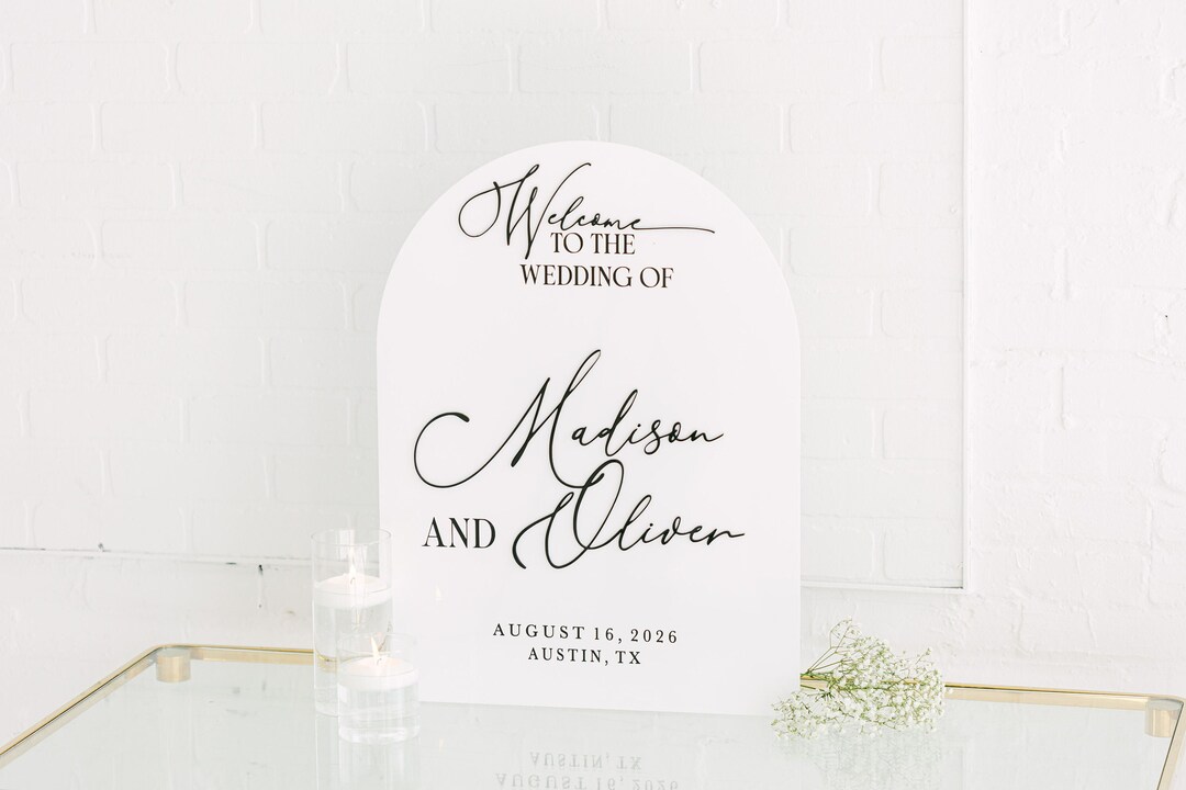 Arch Welcome Sign With Raised Text | Large Arched Acrylic Sign | Custom ...