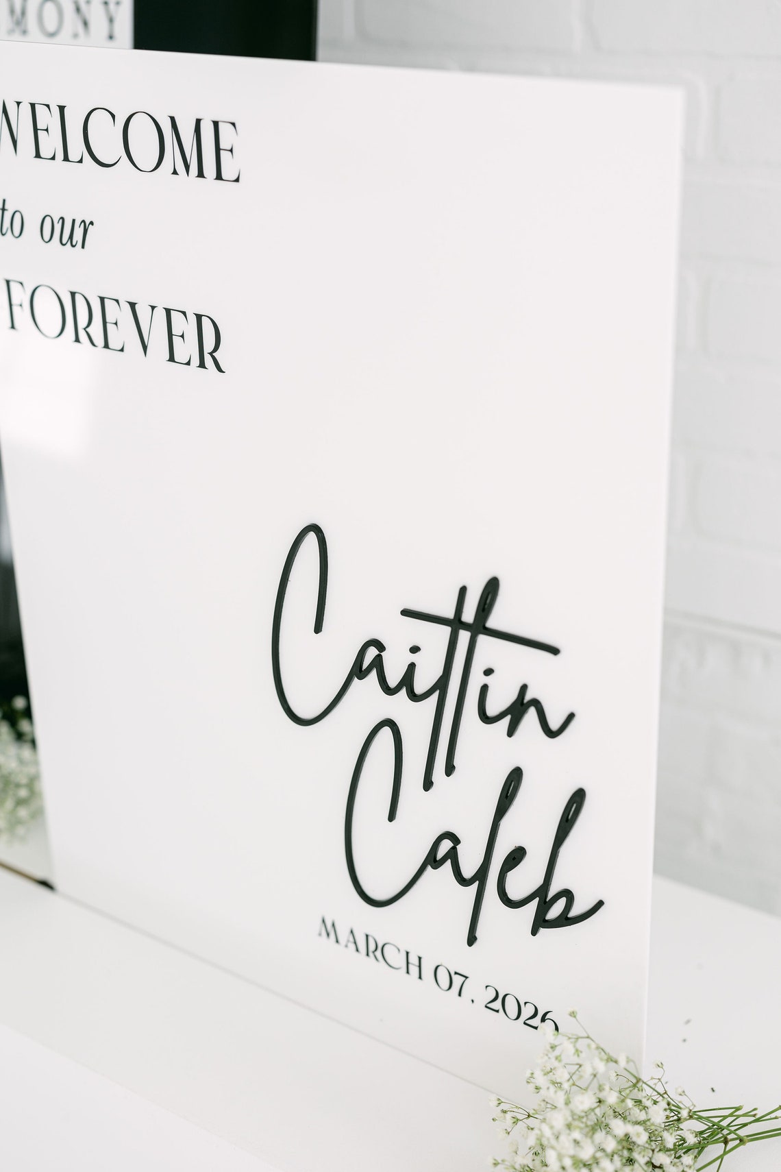 Black and White Welcome Signs With Raised Text | Extra Large Stacked ...