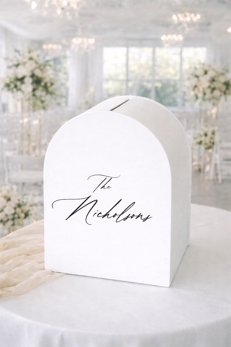 White Arched Acrylic Card Box With Lock & Key | Personalized Raised ...