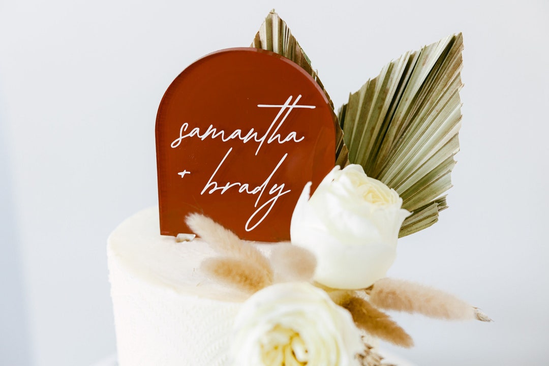 Painted Acrylic Arched Cake Topper Personalized Wedding Arched Cake ...