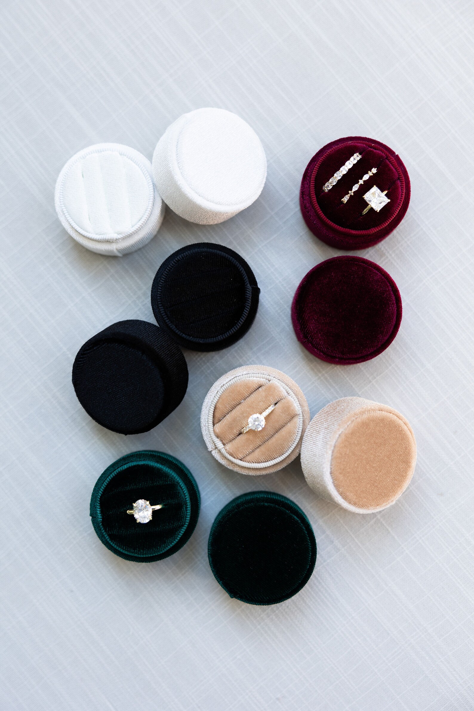 Triple Slot Circle Velvet Ring Box | Custom Wedding Ring Box ...