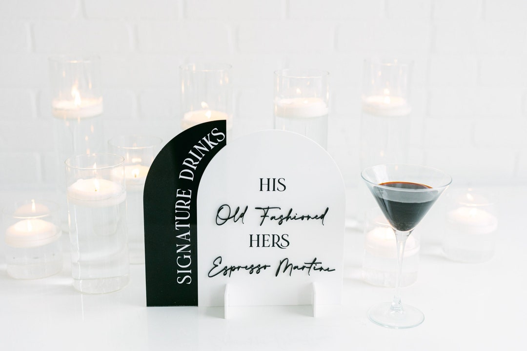 Signature Drinks Sign With Raised Text | Small Arched Acrylic Sign ...