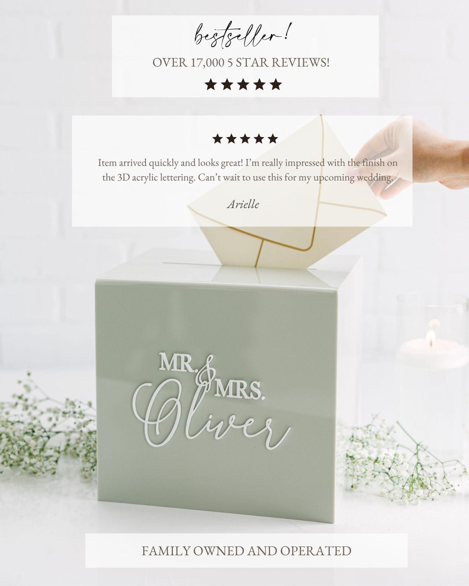 Acrylic Card Box With Lock and Key | Personalized Raised Text Card Box ...