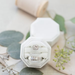 Triple Slot Octagon Velvet Ring Box | Custom Wedding Ring Box ...