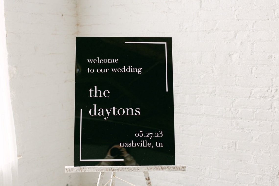 Black Wedding Welcome Sign Acrylic Welcome Sign Custom | Etsy