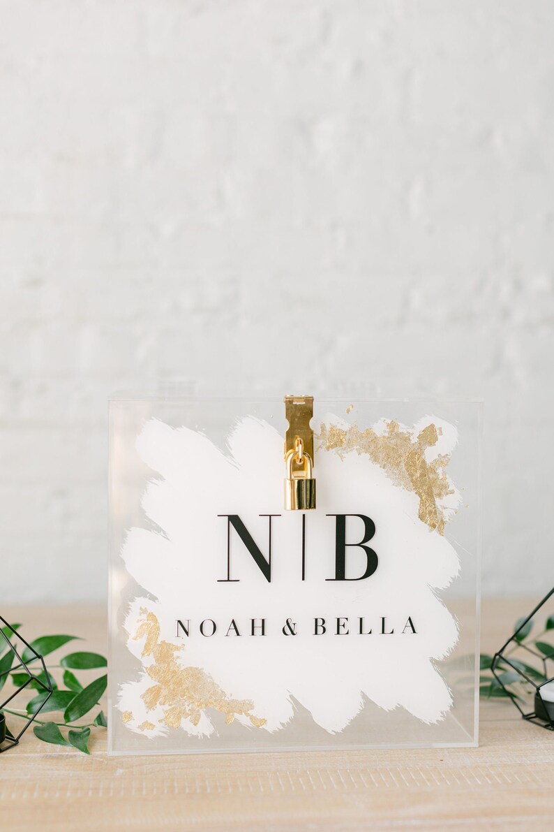 Foil Painted Lock and Key Personalized Acrylic Card Box I - Etsy