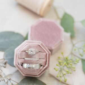 Triple Slot Octagon Velvet Ring Box Custom Wedding Ring Box Engagement ...