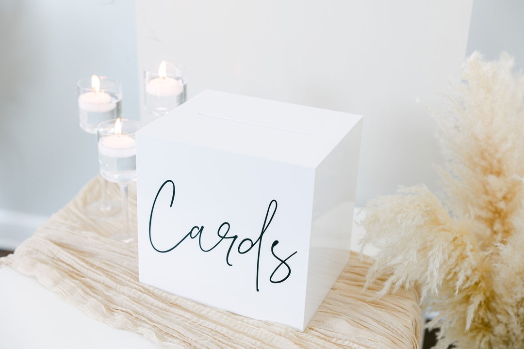 Acrylic Card Box With Lock and Key | Personalized Raised Text Card Box ...