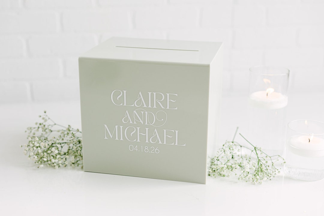 Acrylic Card Box With Lock + Key | Personalized Raised Text Card Box ...
