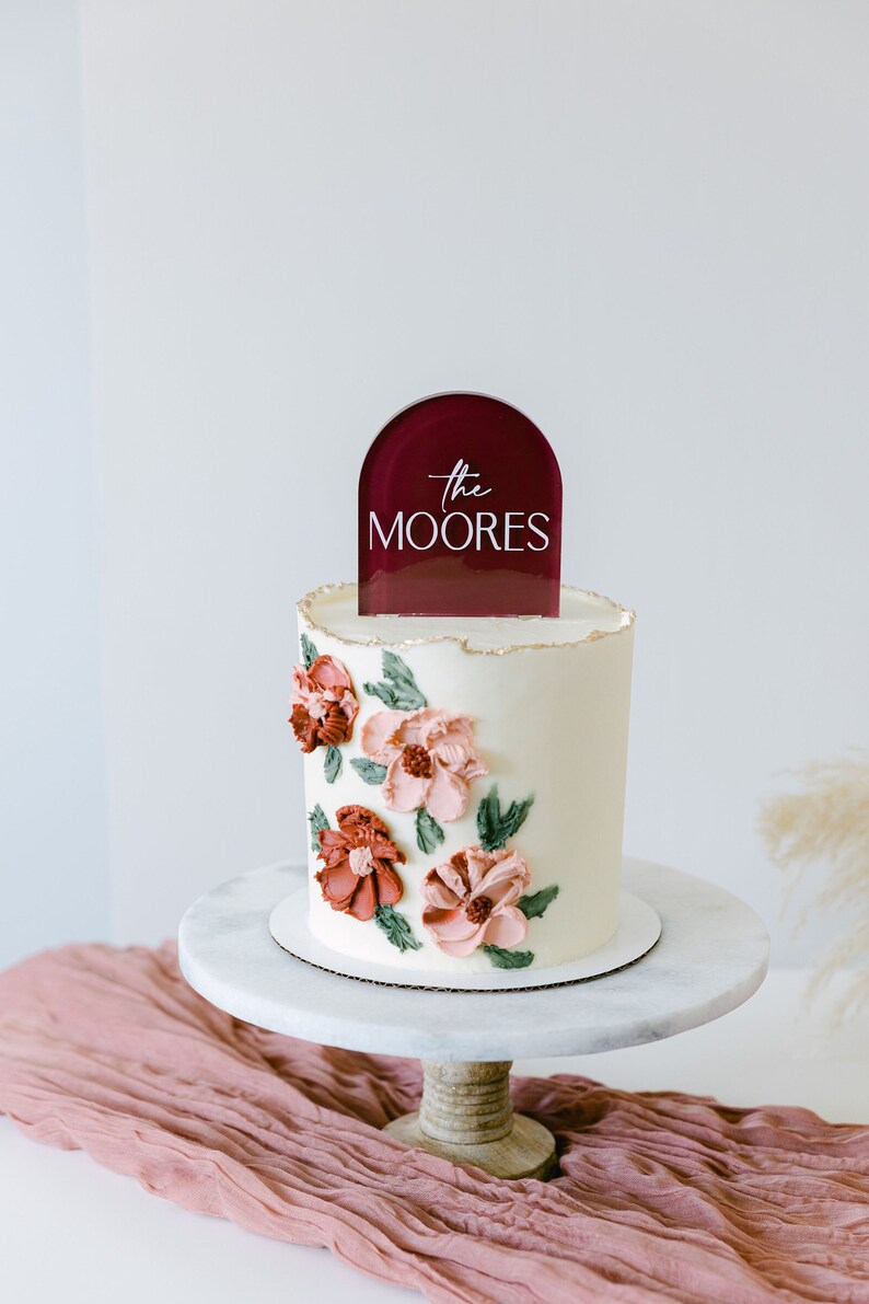 Painted Acrylic Arched Cake Topper Personalized Wedding - Etsy