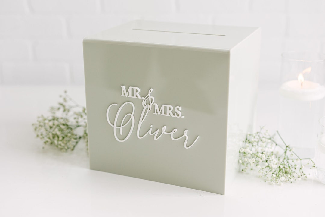 Acrylic Card Box With Lock + Key | Personalized Raised Text Card Box ...