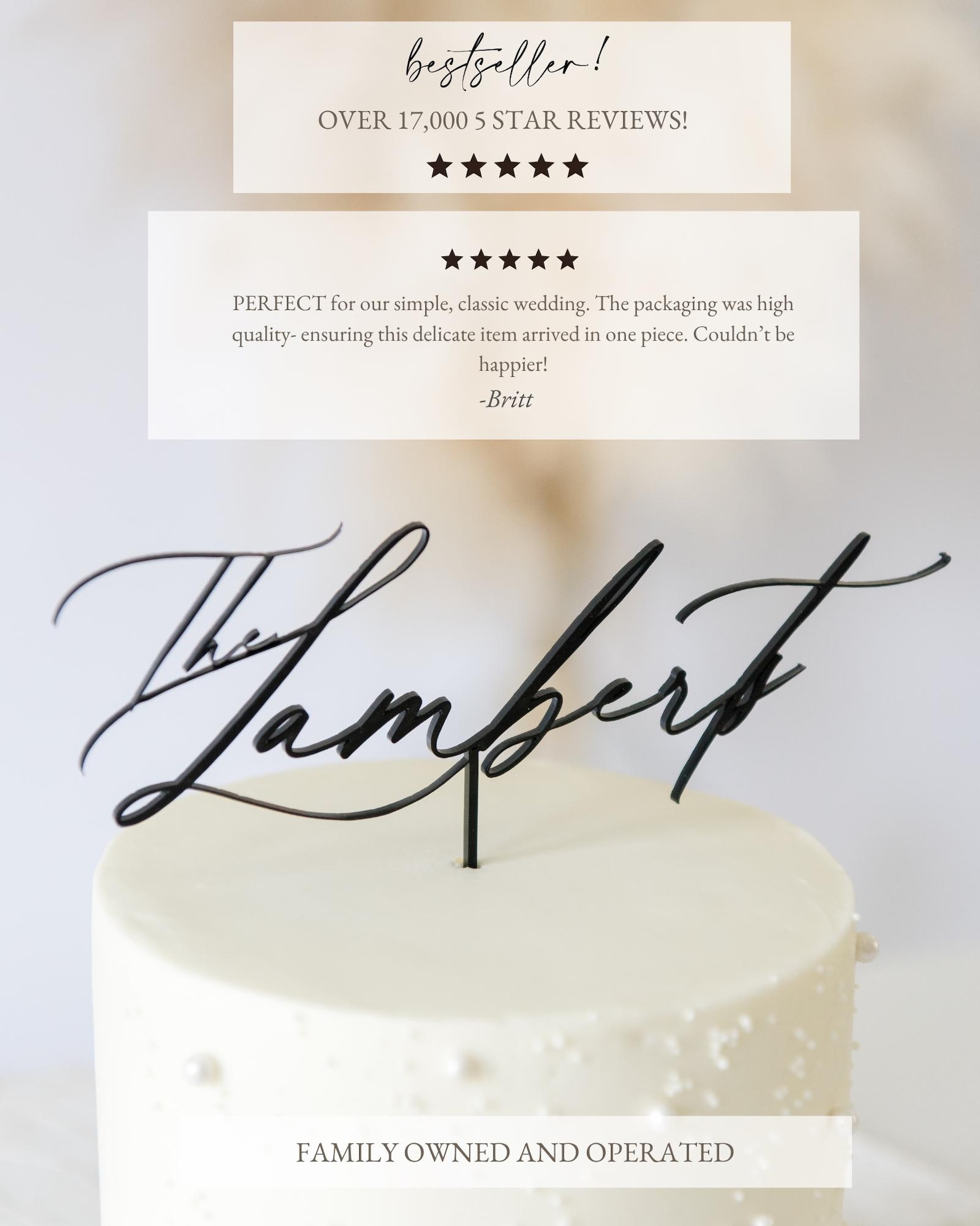 Acrylic Wedding Cake Topper | Personalized Wedding Cake Topper | Script ...