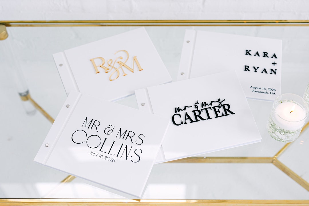 Acrylic Guest Book With Raised Text | Alternative Guest Book | Modern ...