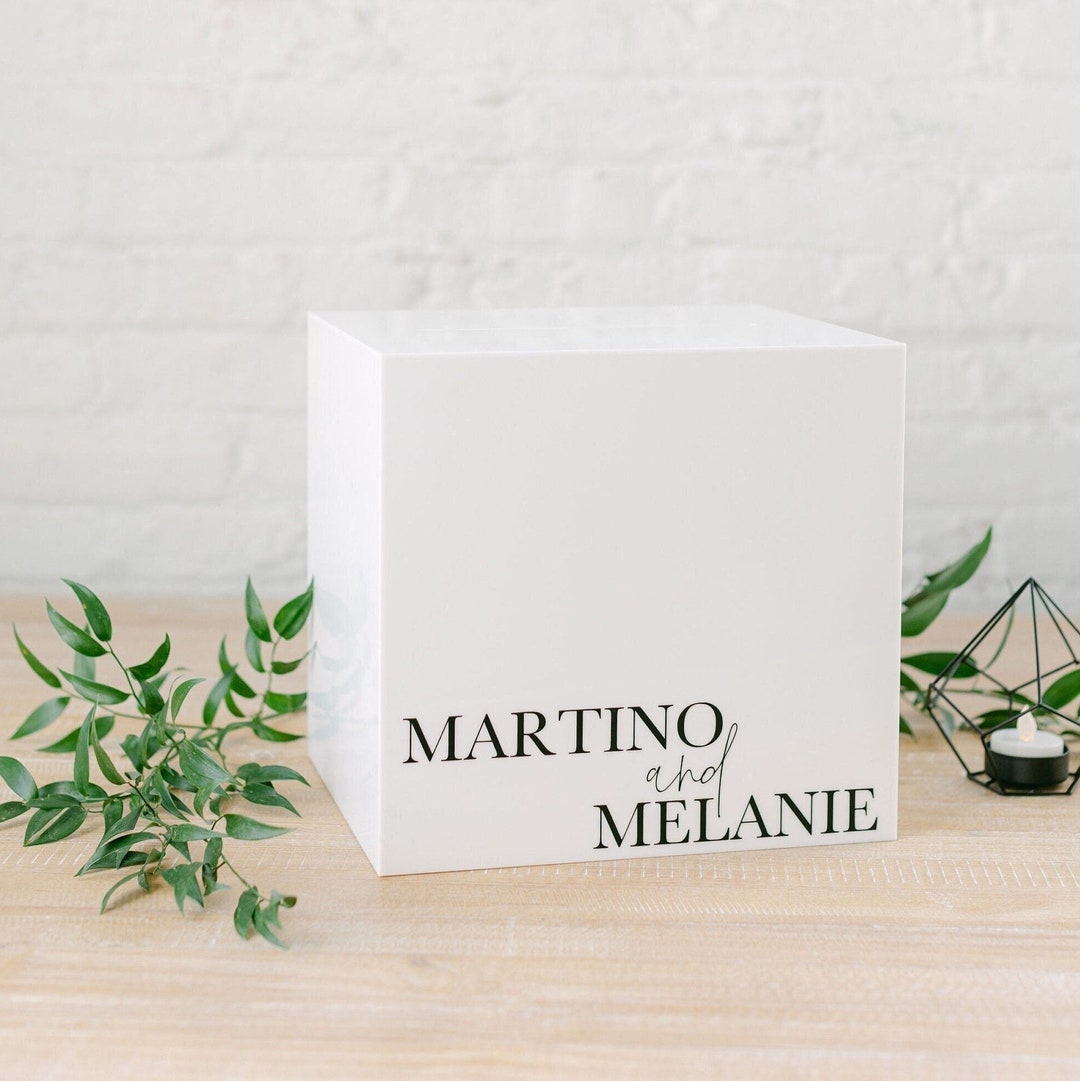 Acrylic Card Box With Lock and Key | Personalized Raised Text Card Box ...