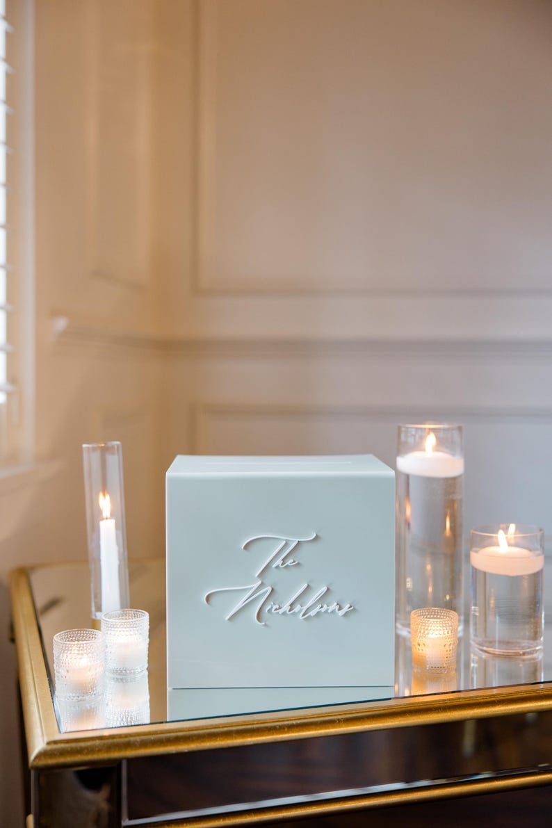 Acrylic Card Box With Lock + Key | Personalized Raised Text Card Box ...
