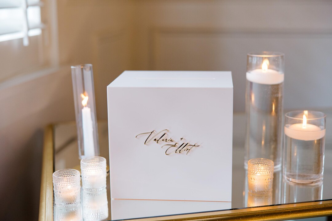 Acrylic Card Box With Lock + Key | Personalized Raised Text Card Box ...