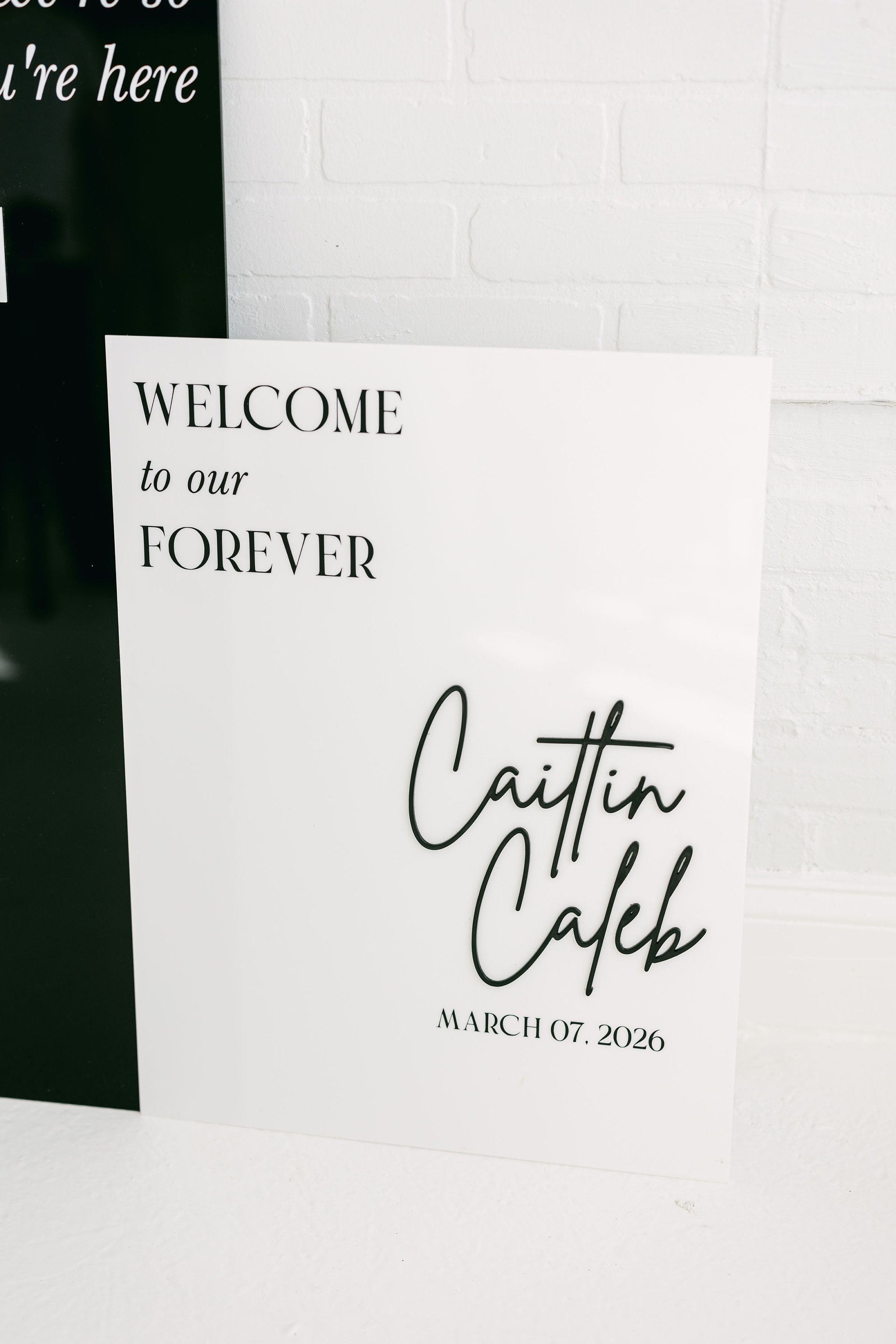 Black and White Welcome Signs With Raised Text | Extra Large Stacked ...
