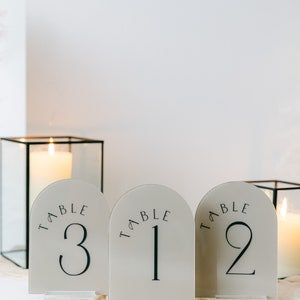 Acrylic Arched Table Numbers With Raised Text | Wedding Table Numbers ...