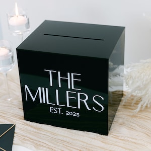 Acrylic Card Box With Lock and Key | Personalized Raised Text Card Box ...