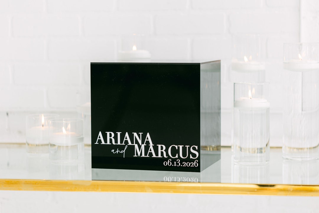 Acrylic Card Box With Lock and Key | Personalized Raised Text Card Box ...