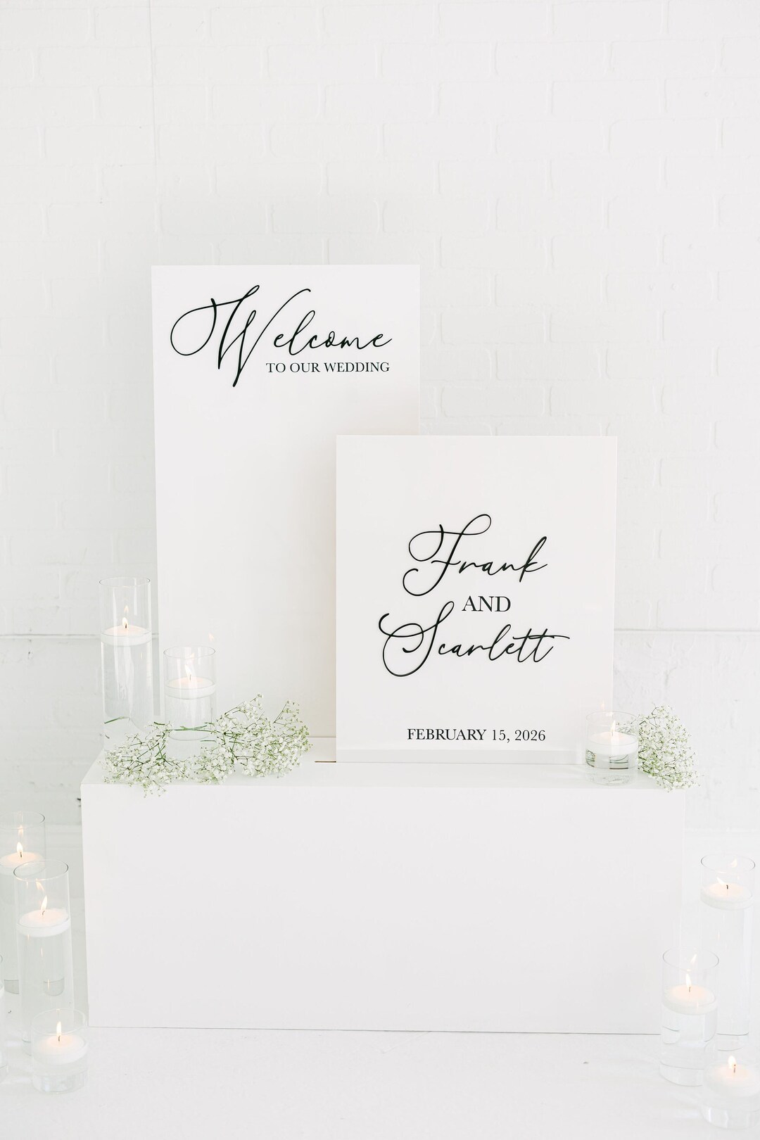 Black and White Welcome Signs With Raised Text | Extra Large Stacked ...