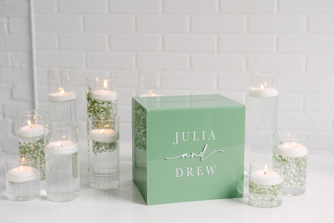 Acrylic Card Box With Lock + Key | Personalized Raised Text Card Box ...