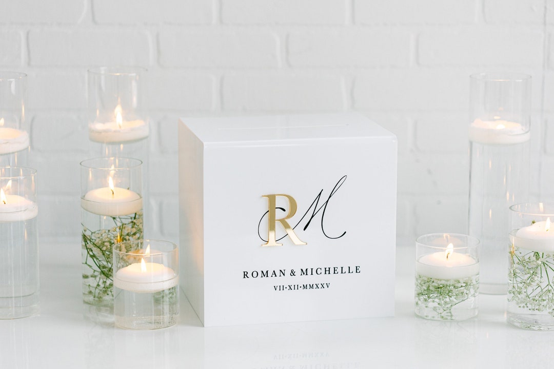 Acrylic Card Box With Lock and Key | Personalized Raised Text Card Box ...