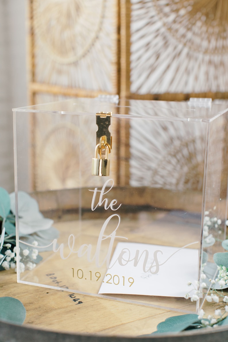 Personalized Acrylic Card Box With Lock and Key Acrylic Card - Etsy