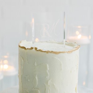 Engraved Clear Acrylic Cake Topper | Personalized Arched Wedding Cake ...