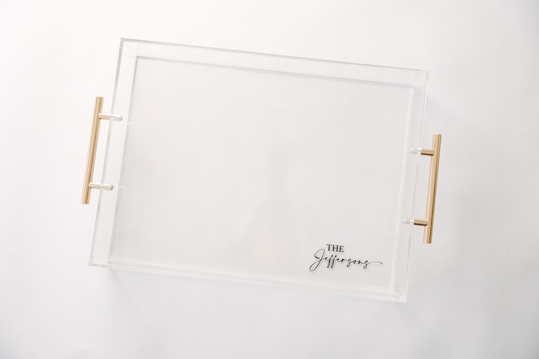 Clear Acrylic Decorative Tray With Gold Handles Personalized Acrylic ...