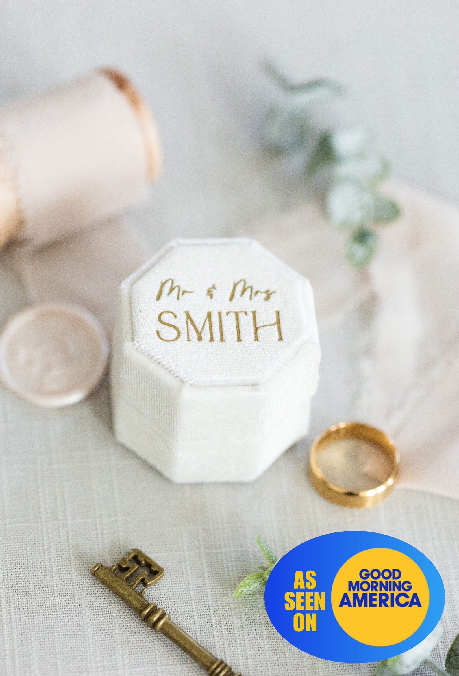 Triple Slot Octagon Velvet Ring Box | Custom Wedding Ring Box ...