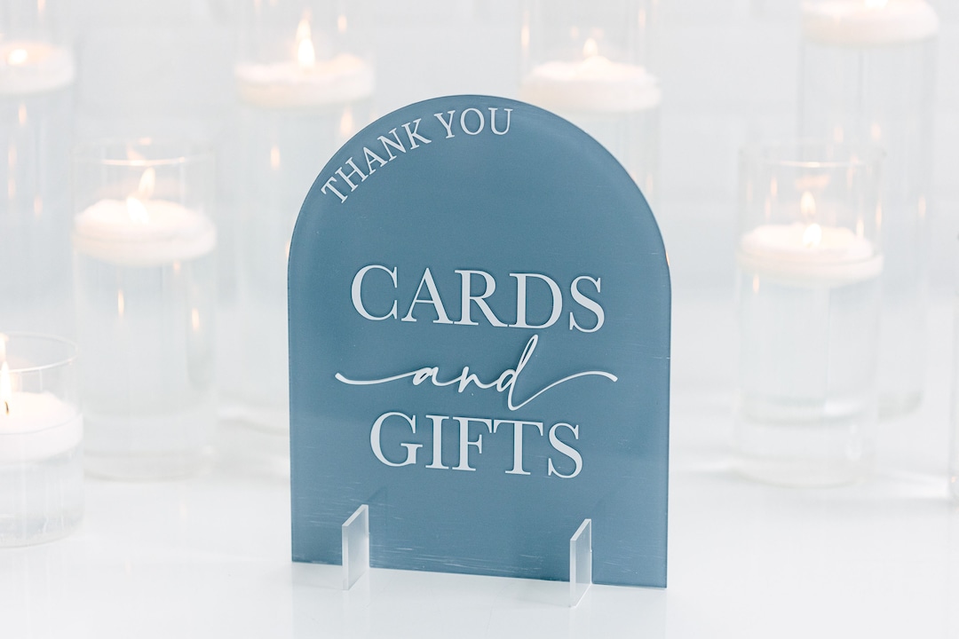 Cards and Gifts Sign With Raised Text | Small Arched Acrylic Sign ...