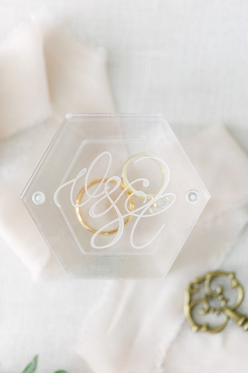 Engraved Acrylic Ring Box | Personalized Wedding Ring Box | Hexagon ...