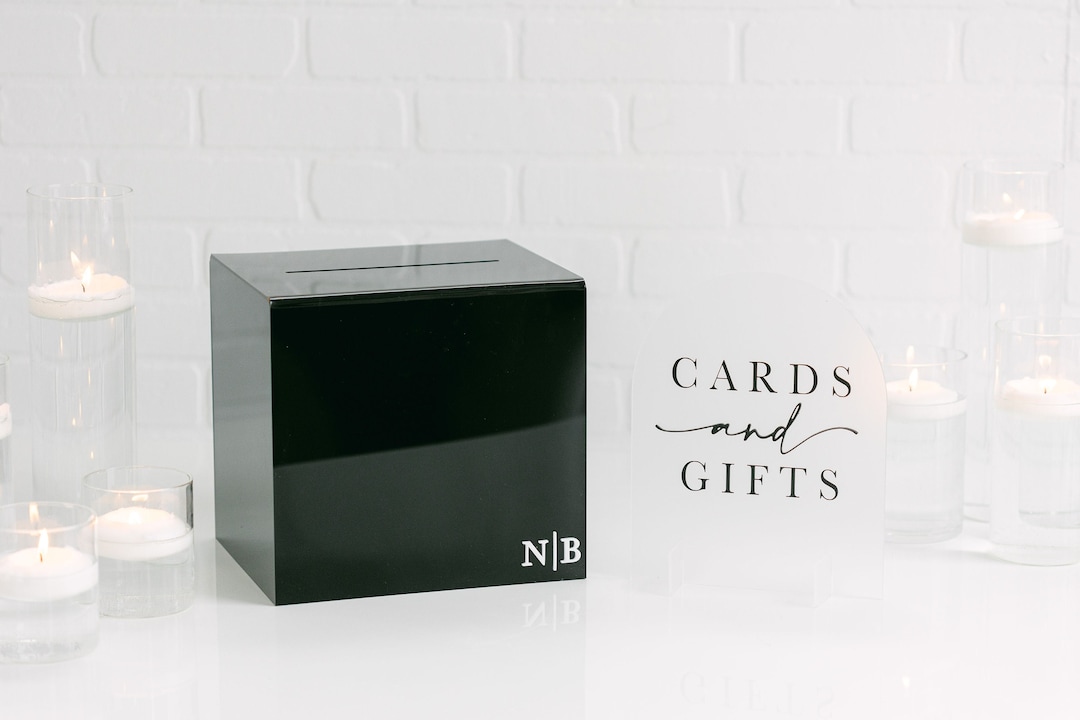 Acrylic Card Box With Lock and Key | Personalized Raised Text Card Box ...