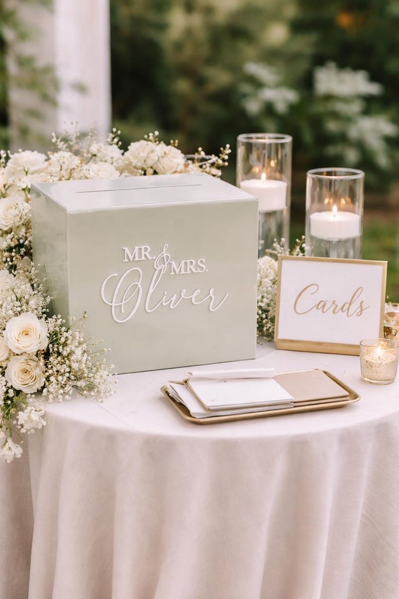 Personalized Acrylic Wedding Card Box With Lock | 3D Text - Etsy UK