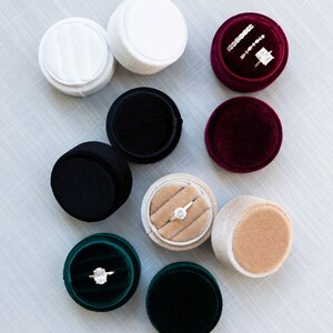 Triple Slot Circle Velvet Ring Box | Custom Wedding Ring Box ...