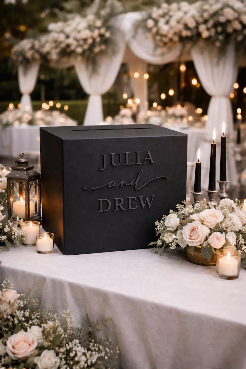 Acrylic Card Box With Lock + Key | Personalized Raised Text Card Box ...