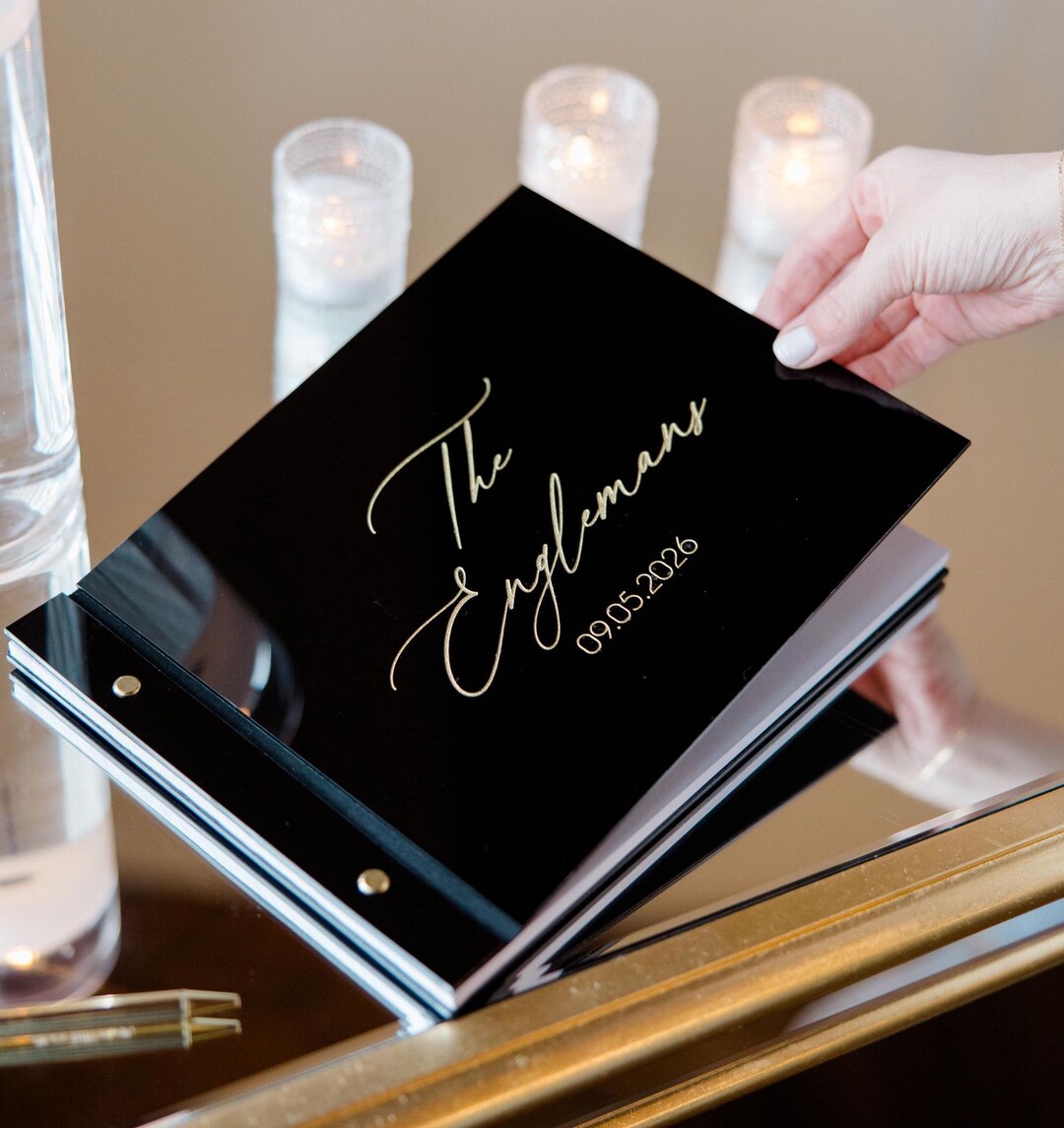 Acrylic Guest Book With Raised Text | Engraved Guest Book | Modern ...