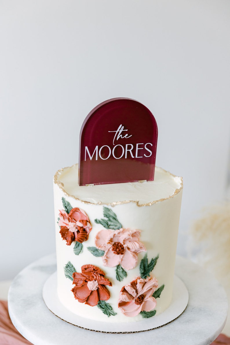 Painted Acrylic Arched Cake Topper Personalized Wedding - Etsy
