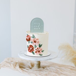 Painted Acrylic Arch Cake Topper With Raised Text | Personalized ...