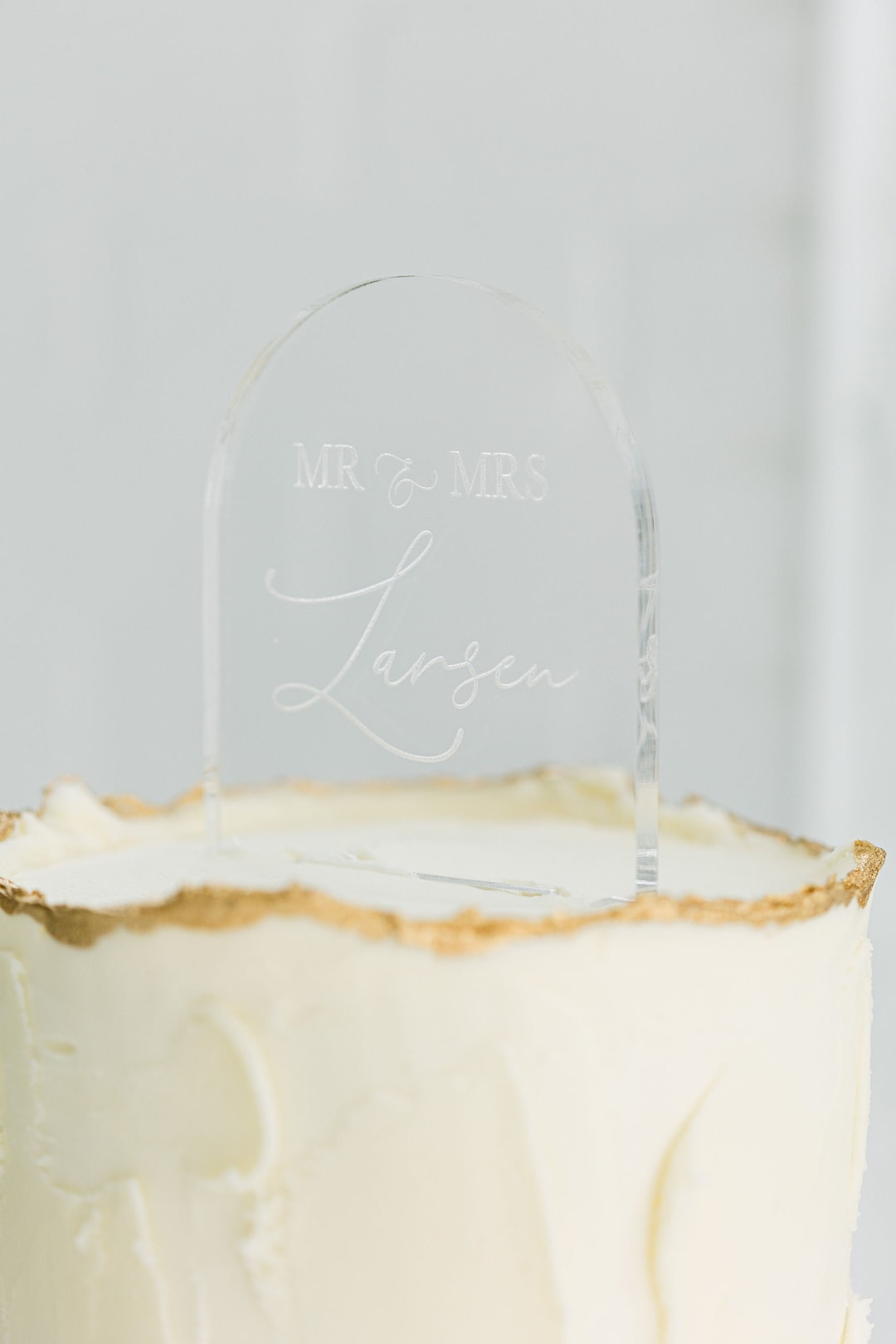 Engraved Clear Acrylic Cake Topper | Personalized Arched Wedding Cake ...