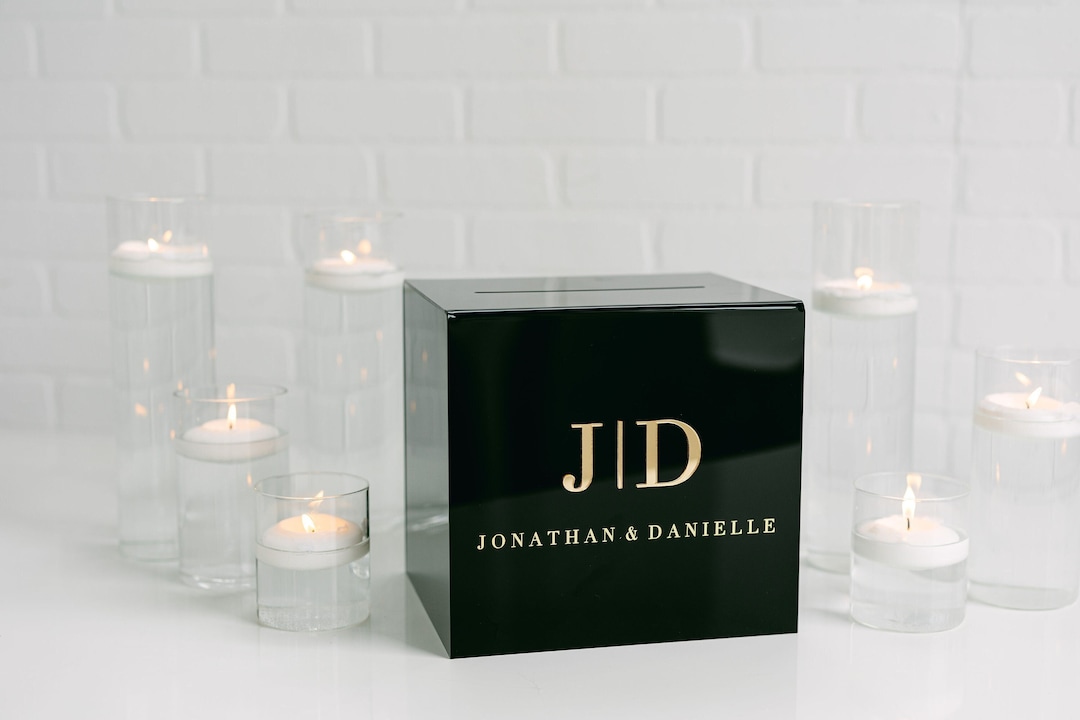 Acrylic Card Box With Lock and Key | Personalized Raised Text Card Box ...