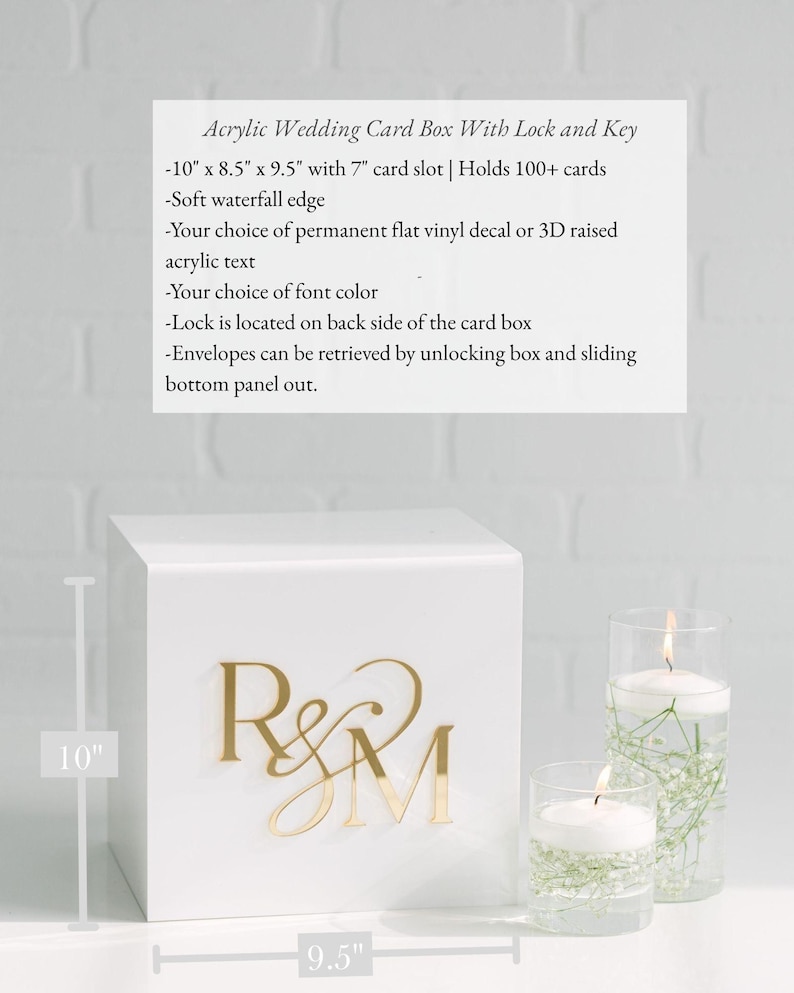 Personalized Acrylic Card Box With Lock + Key, Wedding Card Box, Money ...