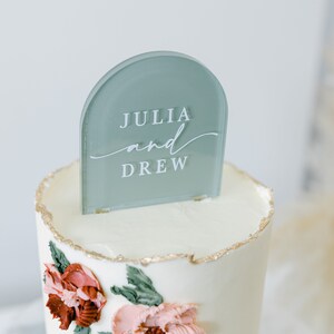 Painted Acrylic Arch Cake Topper With Raised Text | Personalized ...