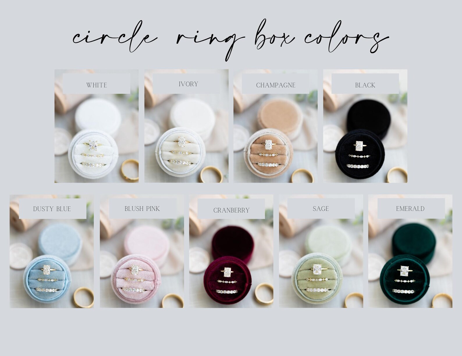 Triple Slot Circle Velvet Ring Box | Custom Wedding Ring Box ...